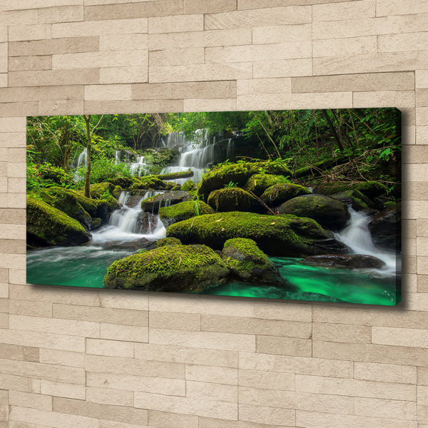 Union Rustic Wasserfall im Wald - Kunstdrucke auf Leinwand | Wayfair.de